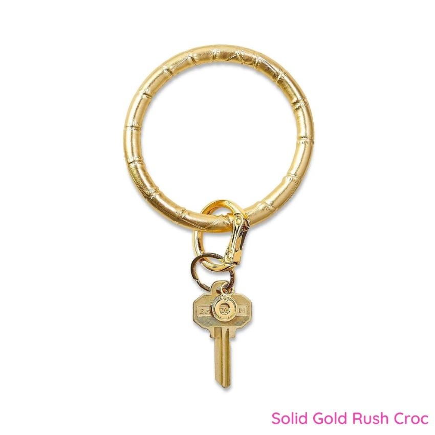 Solid Gold Rush Croc Leather Big O Key Ring | Simply Sterling & Company
